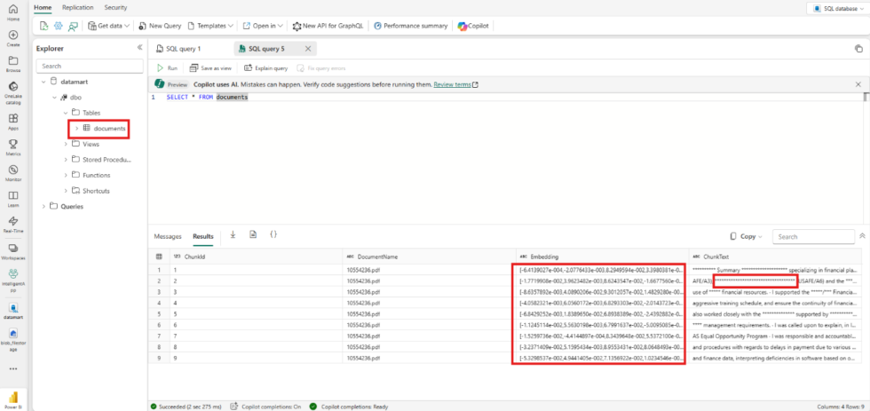 RAG Pipeline using SQL Database in Fabric - Intellify Solutions